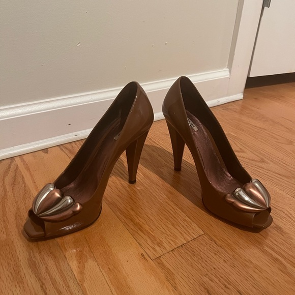 Miu Miu | Shoes | Miu Miu Brown Peep Toe Pumps | Poshmark